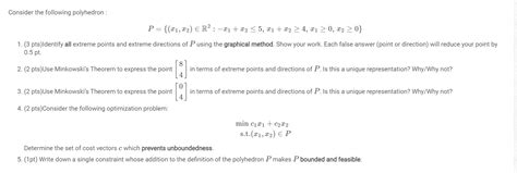 Solved Consider the following polyhedron P x x R² Chegg