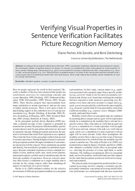 Pdf Verifying Visual Properties In Sentence Verification Facilitates