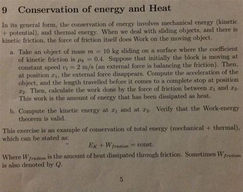 Solved Conservation Of Energy And Heat In Its General Chegg