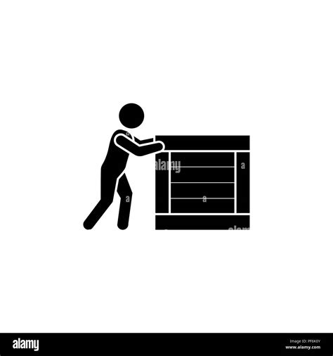 Courier icon. Man pushes a big box Stock Vector Image & Art - Alamy