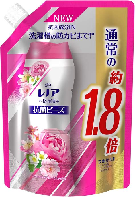 Amazon 《セット販売》 Pandg レノア 超消臭 抗菌ビーズ リフレッシュフローラルの香り つめかえ用 特大サイズ 760ml×6
