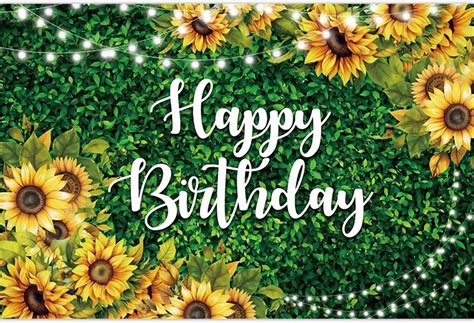 Sunflower Happy Birthday Backdrop For Women 6x4 Ft Happy