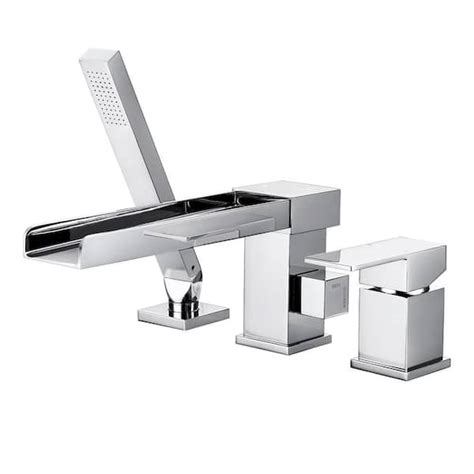 Wowow Waterfall Single Handle Deck Mount Roman Tub Faucet With Hand
