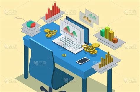 3d 等距平面设计业务战略概念矢量插图 数据分析 笔记本电脑和信息图形元素
