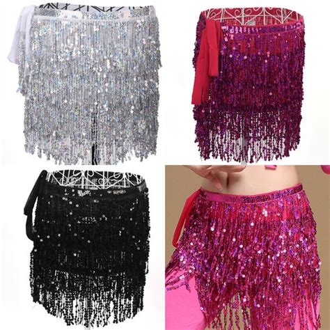 Belly Dance Costume Sequin Tassel Fringe Hip Scarf Belt Waist Wrap Skirt Mg Ebay Australia