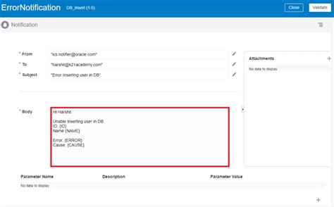 Oracle Integration Cloud Notification Activity