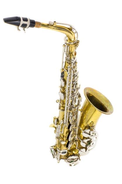Premium Photo Close Up Of Saxophone Against White Background