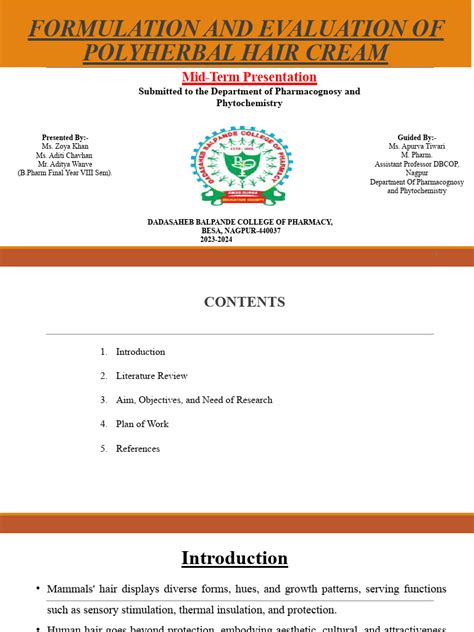 Mid Term Presentation Zoya Aditi Aditya 1 Pdf Hair Loss