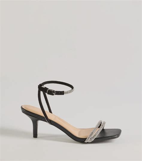 Chic Glamour Rhinestone Strappy Stiletto Kitten Heels And Windsor