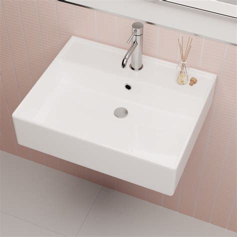 White Square Wall Hung Basin 497mm Bowen Better Bathrooms