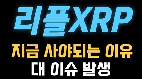 리플 Xrp 지금 사야되는 이유 대 이슈 발생 Youtube
