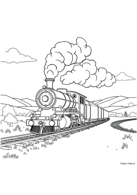 Realistic Steam Train Coloring Pages