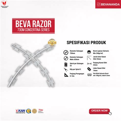 Jual Kawat Duri Silet Beva Razor Wire 730m Concertina Bto 22 Beva