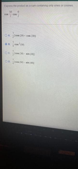 solved express the product as a sum containing only sines or