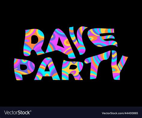 Rave Party Text Banner Psychedelic Striped Vector Image
