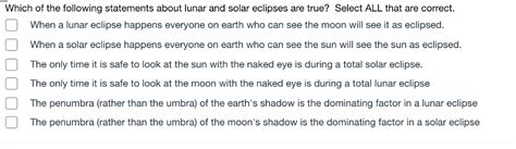 Solved Which Of The Following Statements About Lunar And Chegg
