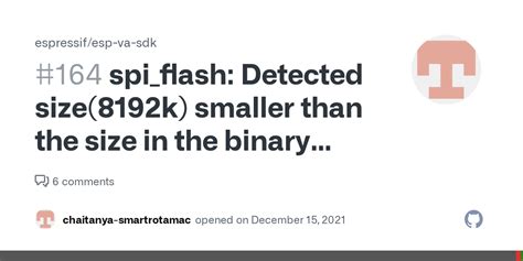 spi flash detected size 8192k smaller than the size in the binary