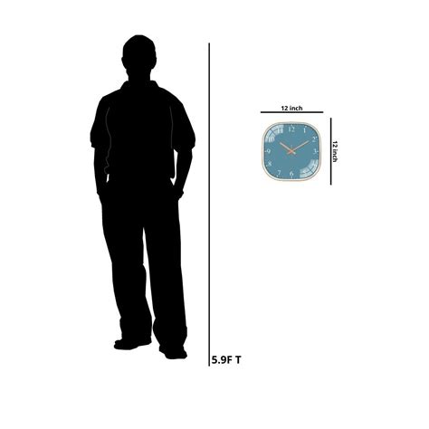 Star Work Silence Non Ticking Plastic Frame Cown Blue Square Wall Clock