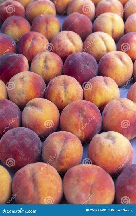 Peach On Street Market Stall Stock Image Image Of Healthy Shop