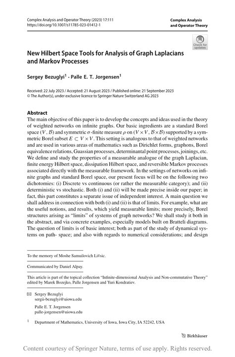 New Hilbert Space Tools For Analysis Of Graph Laplacians And Markov