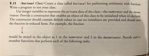 Solved 915 Rational Class Create A Class Called Rational