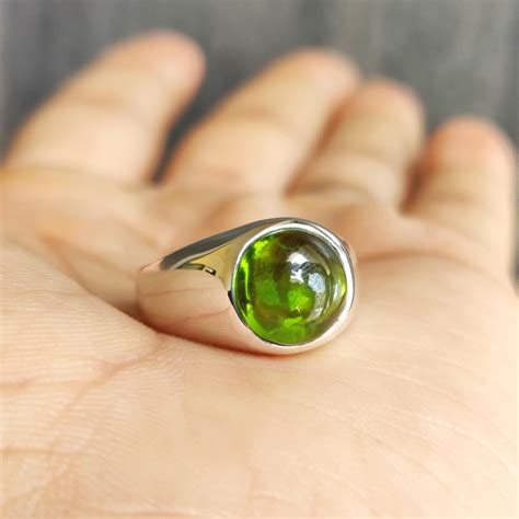 Peridot Signet Ring Mens Peridot Ring 925 Solid Sterling Etsy