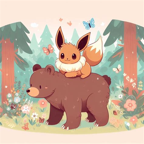 Ai Eevee Riding A Bear Eevee Day Special By Bigstrongbear89 On
