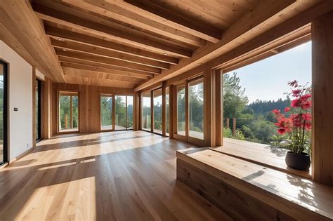 House With Wooden Architecture And Timber Structure Premium Ai Generated Image