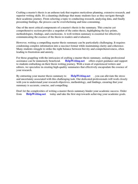 Master Thesis Summary Sample Pdf Thesis Abstract Summary