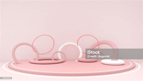 연단 구성 원 최소 와 현대 아이디어 개념 영감 핑크 파스텔 배경에 기하학적 모양과 예술 전시 공간 3d 렌더링 0명에 대한