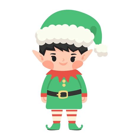 Happy Christmas Elf Boy Character Premium Vector