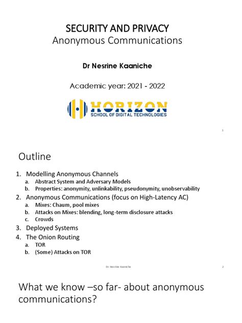 H Privacy Anonymous Communications Pdf