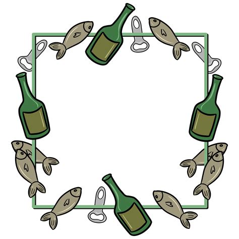 Square Green Decorative Frame Copy Space Green Glass Bottle With A
