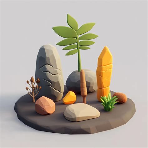 3d Stone Age Artifacts Icon Ancient Tools And Relics Illustration Logo