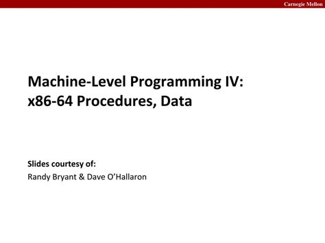 Ppt Machine Level Programming Iv X86 64 Procedures Data Powerpoint Presentation Id5682853