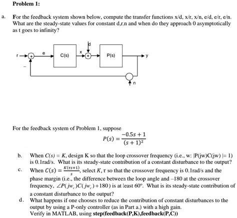 Solved Problem 1 A For The Feedback System Shown Below Compute The