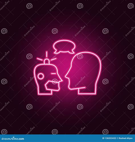 Robot And Human Conversation Icon Elements Of Artifical In Neon Style Icons Stock Illustration