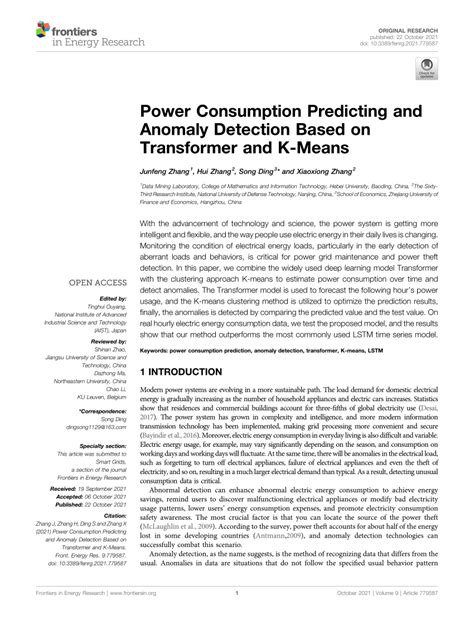 Pdf Power Consumption Predicting And Anomaly Detection Based On Transformer And K Means