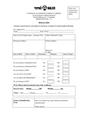 Fillable Online Bio Data Form Fax Email Print Pdffiller