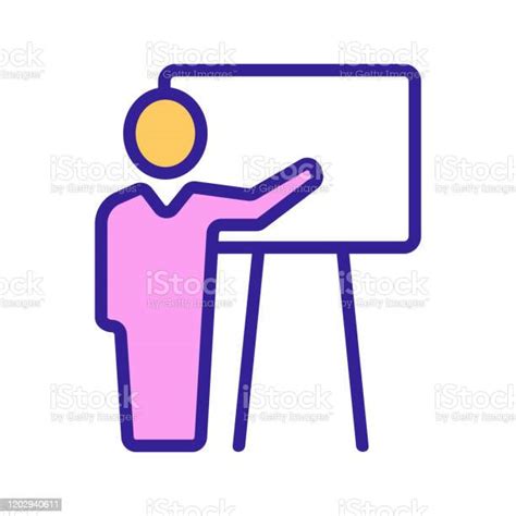 사람과 벡터 아이콘의 프리젠 테이션 격리된 등고선 기호 그림 개념에 대한 스톡 벡터 아트 및 기타 이미지 개념 교육