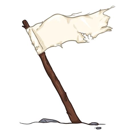 Vector Dibujos Animados Blanco Que Agita Vieja Bandera Rota Vector