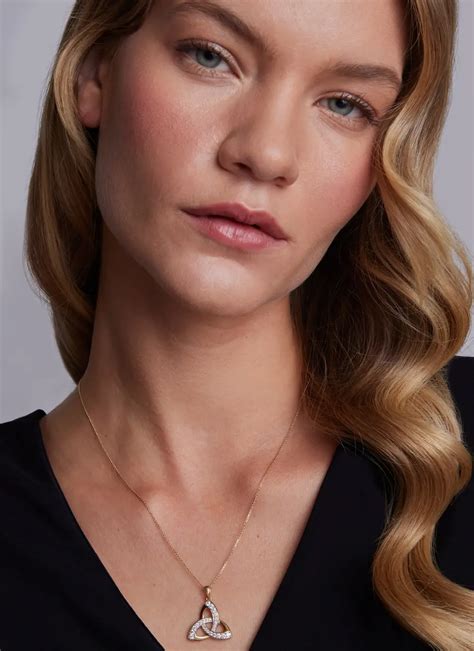 14ct Gold And Lab Diamond Trinity Knot Pendant Blarney