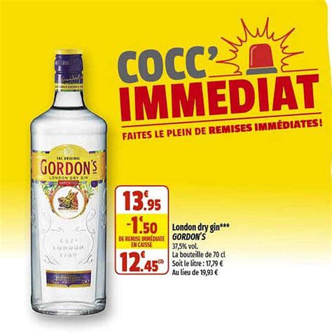 Promo London Dry Gin Gordons Chez Coccinelle Express Icataloguefr