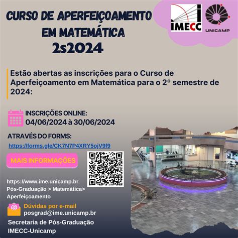 Inscrições Abertas Curso de Aperfeiçoamento em Matemática 2S2024