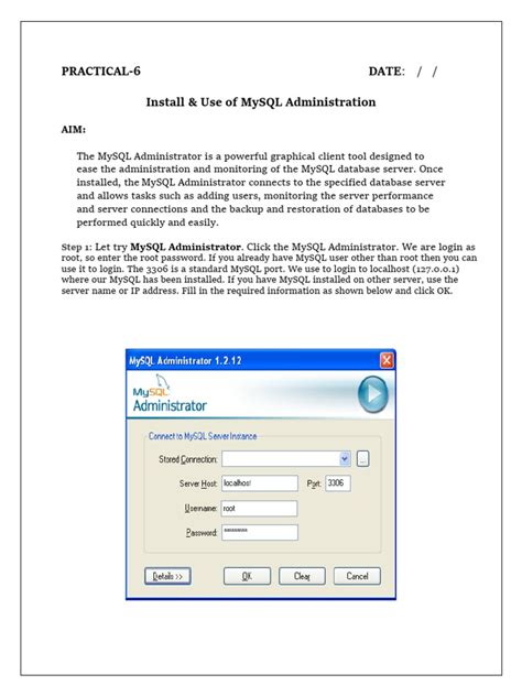 Practical 6 Date Install And Use Of Mysql Administration Pdf My