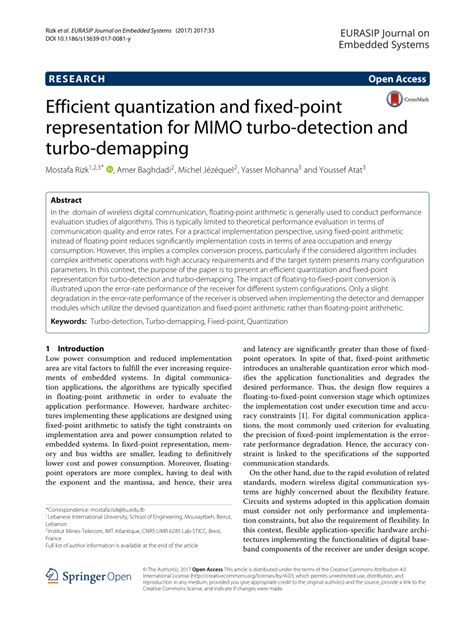 Pdf Efficient Quantization And Fixed Point Representation For Mimo