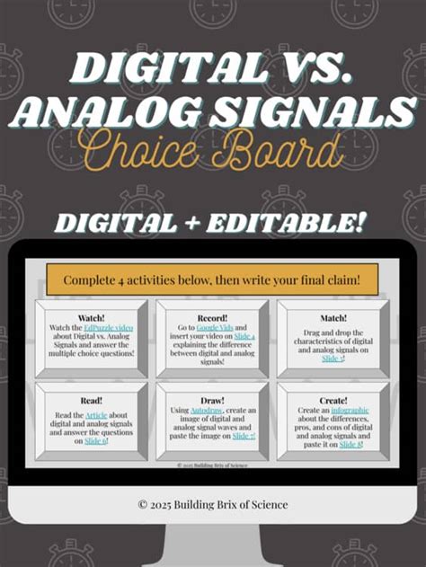 Digital And Analog Wave Signals Digital And Editable Science Choice Board