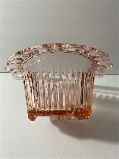 Pink Depression Glass Bowl Anchor Hocking Oil Colony Open Lave