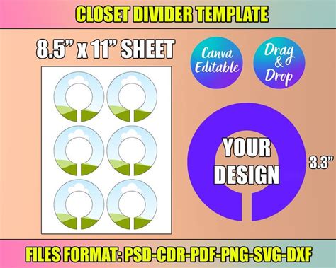 Closet Divider Template Closet Divider Svg Canva Editable Dxf