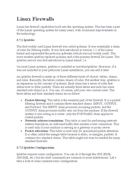 Linux Firewall Pdf Port Computer Networking Computer Architecture